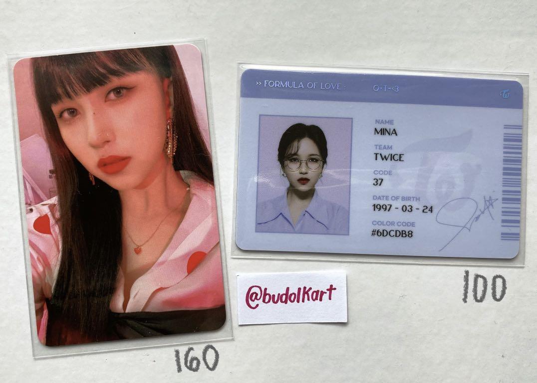 twice mina bangs blue id card set fol formula of love, Hobbies & Toys, Memorabilia ...