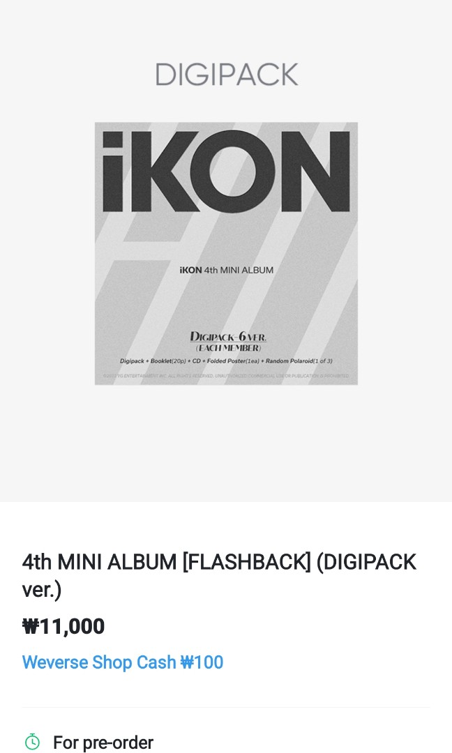 [WEVERSE GO] ikon flashback digipack version, Hobbies & Toys, Memorabilia & Collectibles, K-Wave ...