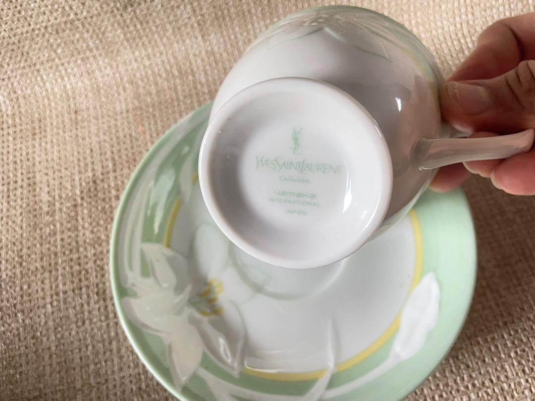 YSL Yves Saint Laurent Cup and Saucer Green Floral Tulip, Furniture ...