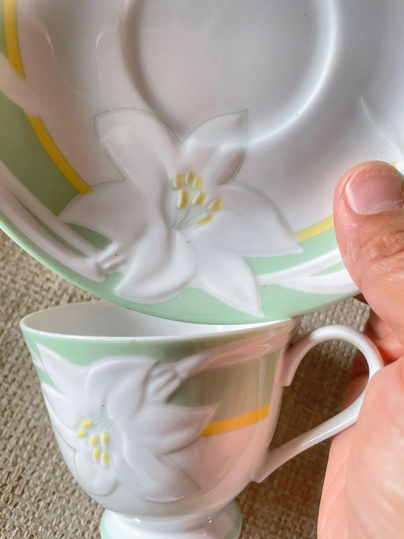 YSL Yves Saint Laurent Cup and Saucer Green Floral Tulip, Furniture ...