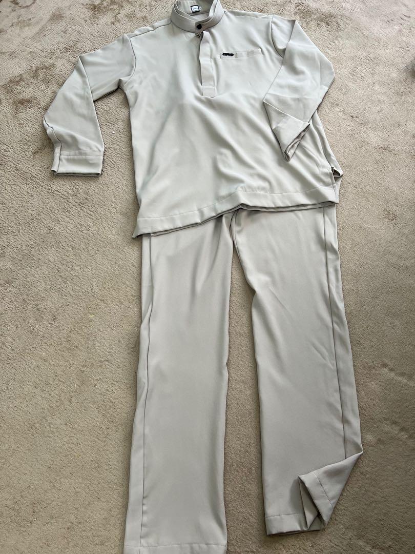 ZEFIKS LUTH BAJU MELAYU (Light grey), Men's Fashion, Muslim Wear, Baju ...