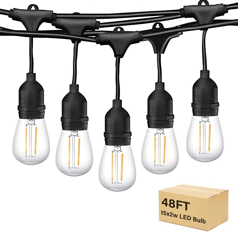 (164) LED Outdoor String Lights Mains Powered, Epicflare 48ft IP65 ...