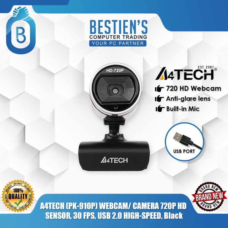 A4TECH WEBCAM 720 HD WEBCAM, PK-910P Black, Computers & Tech, Parts ...
