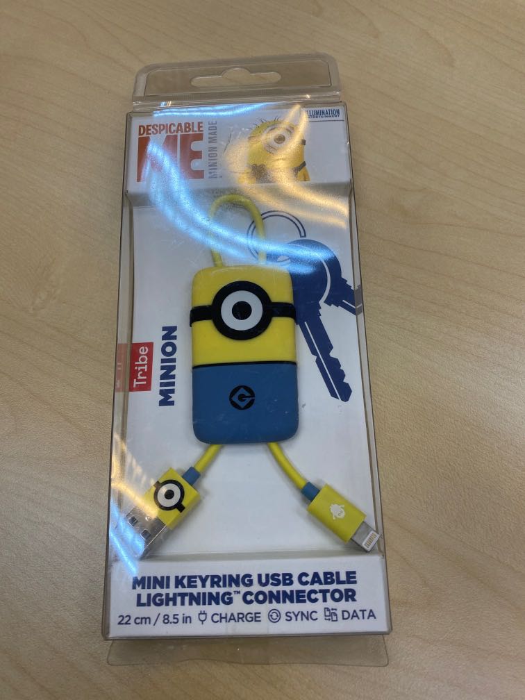 BN authentic Disney Despicable Minion Mini Keyring USB Cable lightning ...