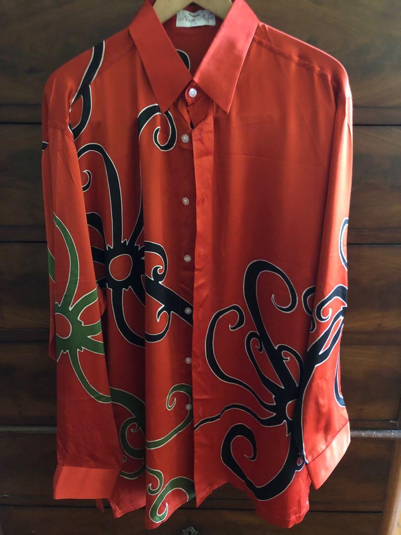 Batik Silk Shirt men, Men's Fashion, Tops & Sets, Formal Shirts on ...