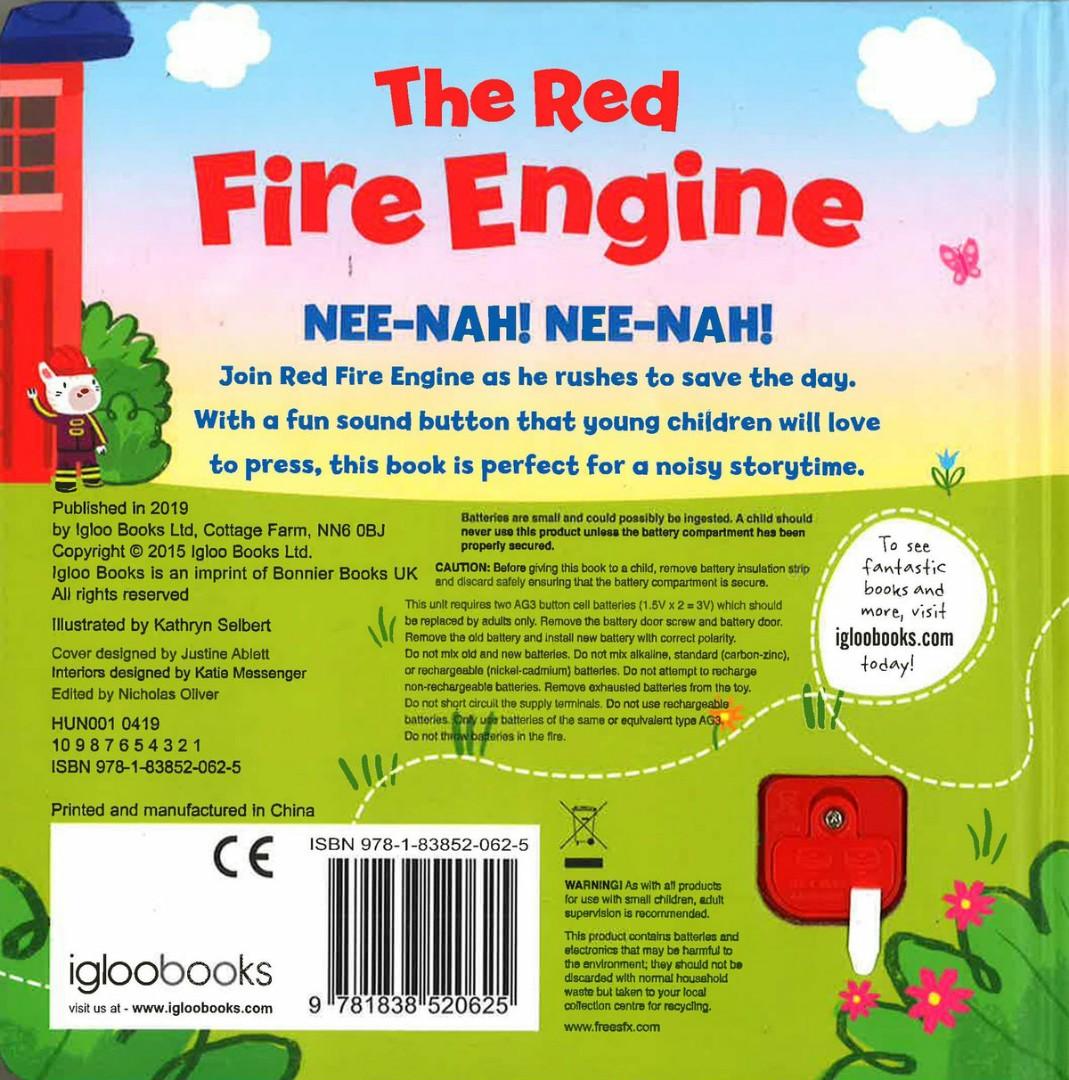 Buku Bunyi THE RED FIRE ENGINE Pemadam Kebakaran Soundbook, Buku & Alat ...