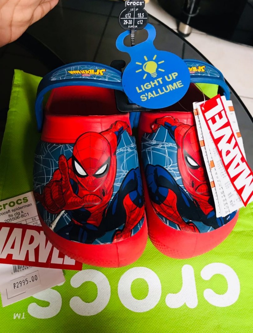 Pre-Loved Crocs Spider-Man for kids 4-7, Babies & Kids, Babies & Kids ...