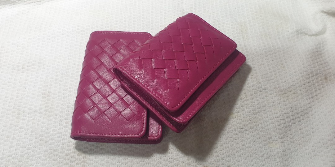 (Defect) Lambskin Woven Slim Wallet / Card Holder, Women's Fashion ...