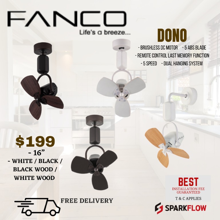 Fanco DONO 16' corner fan dc brushless motor ABS blades 90 degrees ...