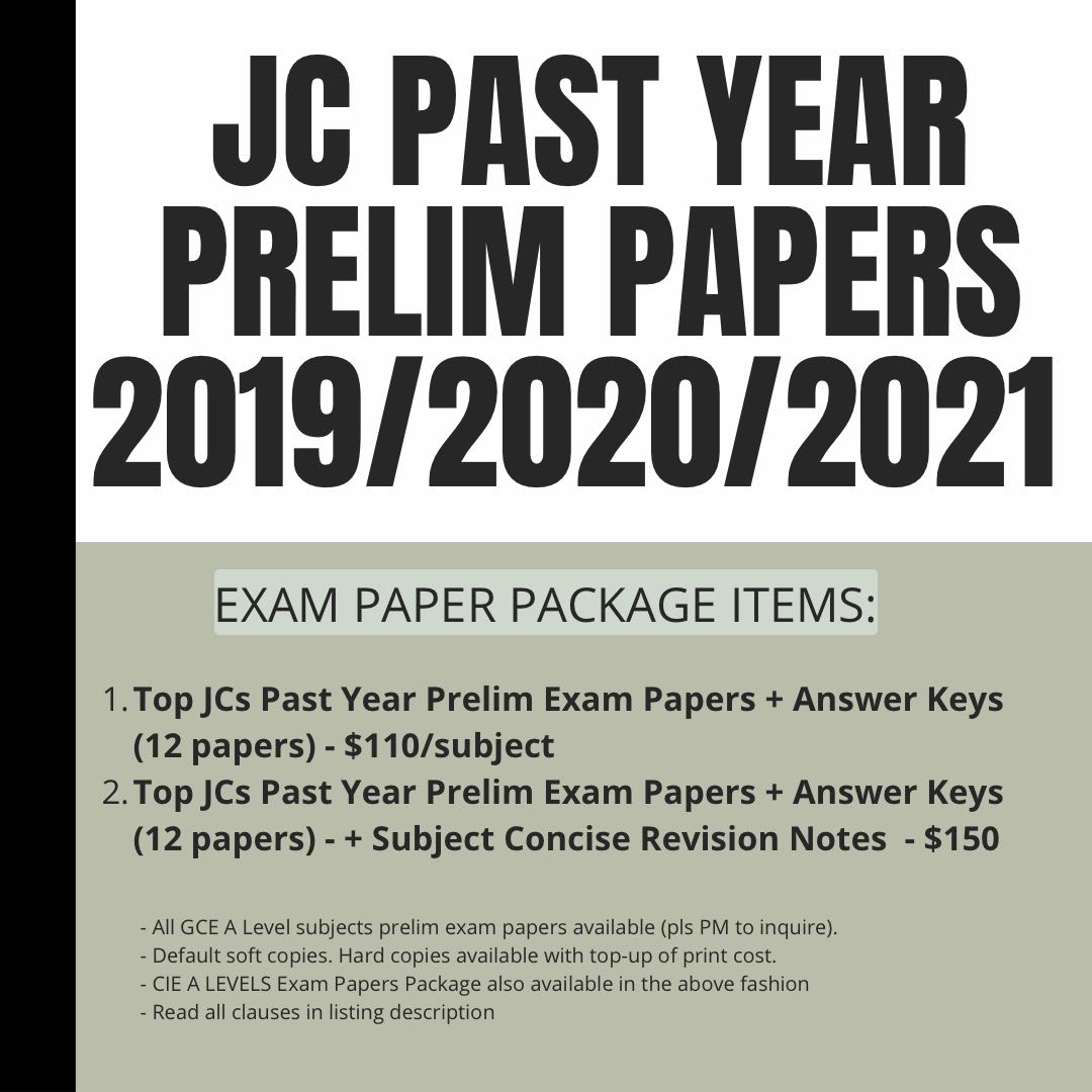 GCE A LEVEL JC 2020/2021 H1 H2 H3 BLOCK TESTS PRELIM PAST YEAR EXAM ...