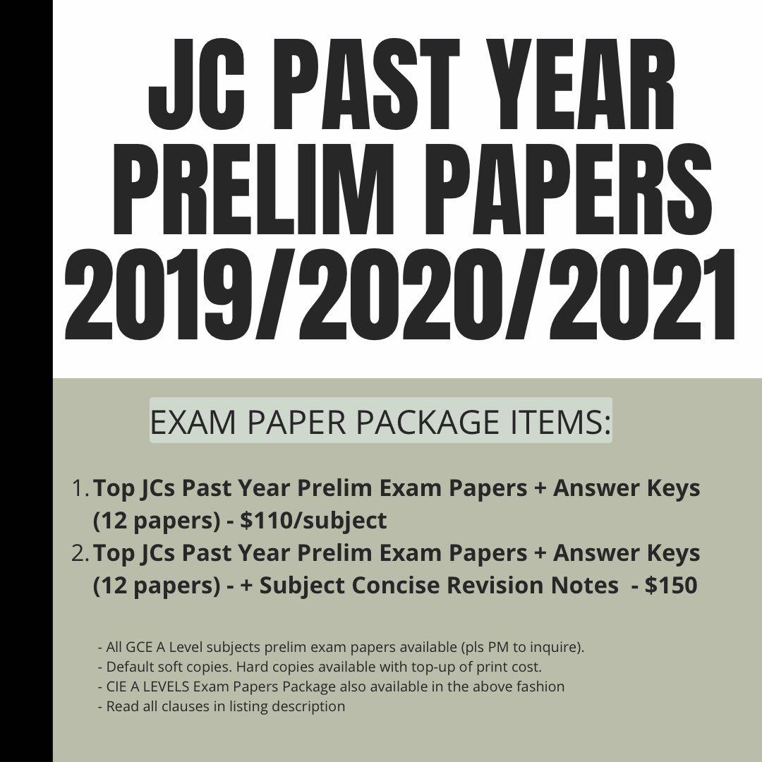 GCE A LEVEL JC 2020/2021 H1 H2 H3 BLOCK TESTS PRELIM PAST YEAR EXAM ...