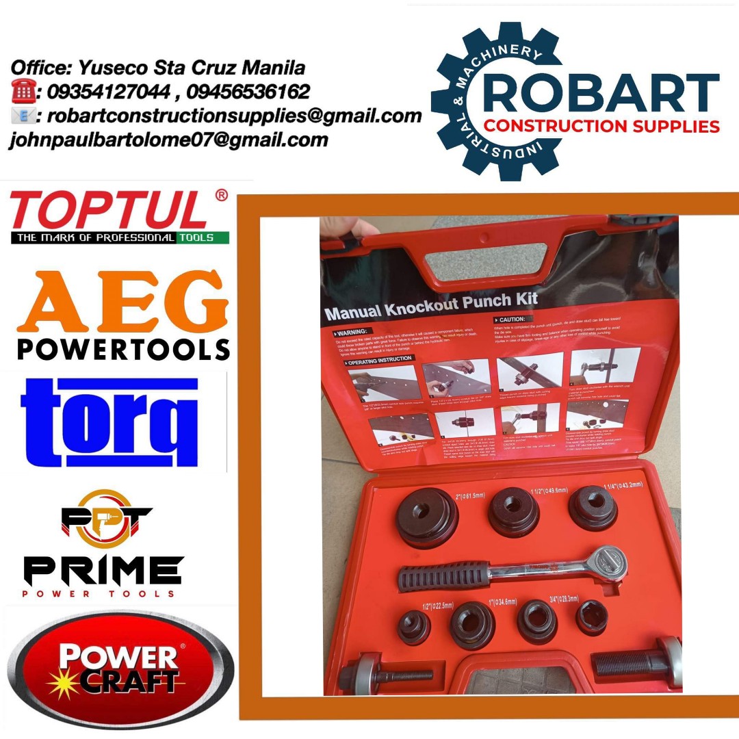 Manual knockout punch kit, Commercial & Industrial, Construction Tools ...
