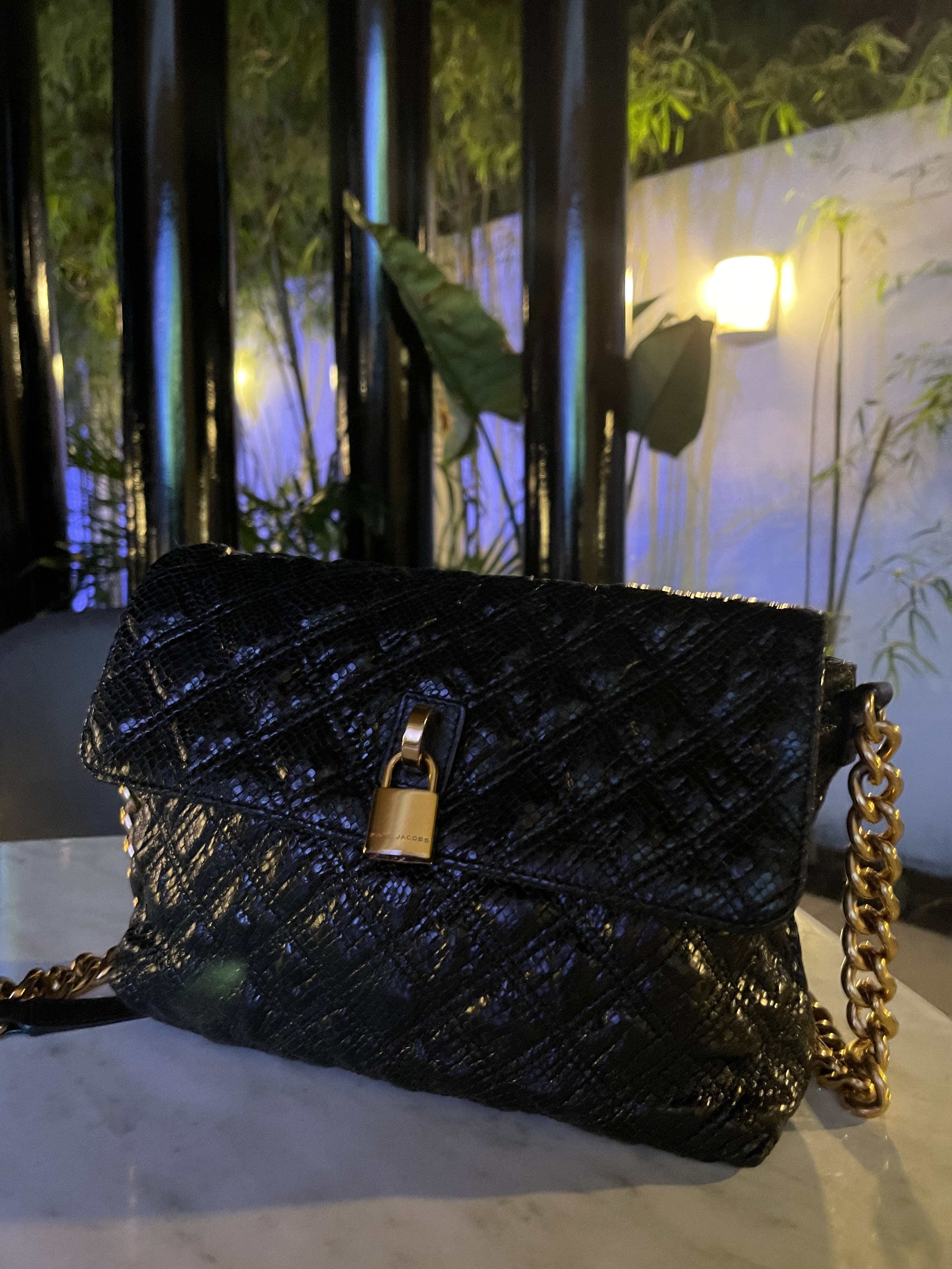 Marc Jacobs Python Embossed Leather Chain bag with key, Women's Fashion ...