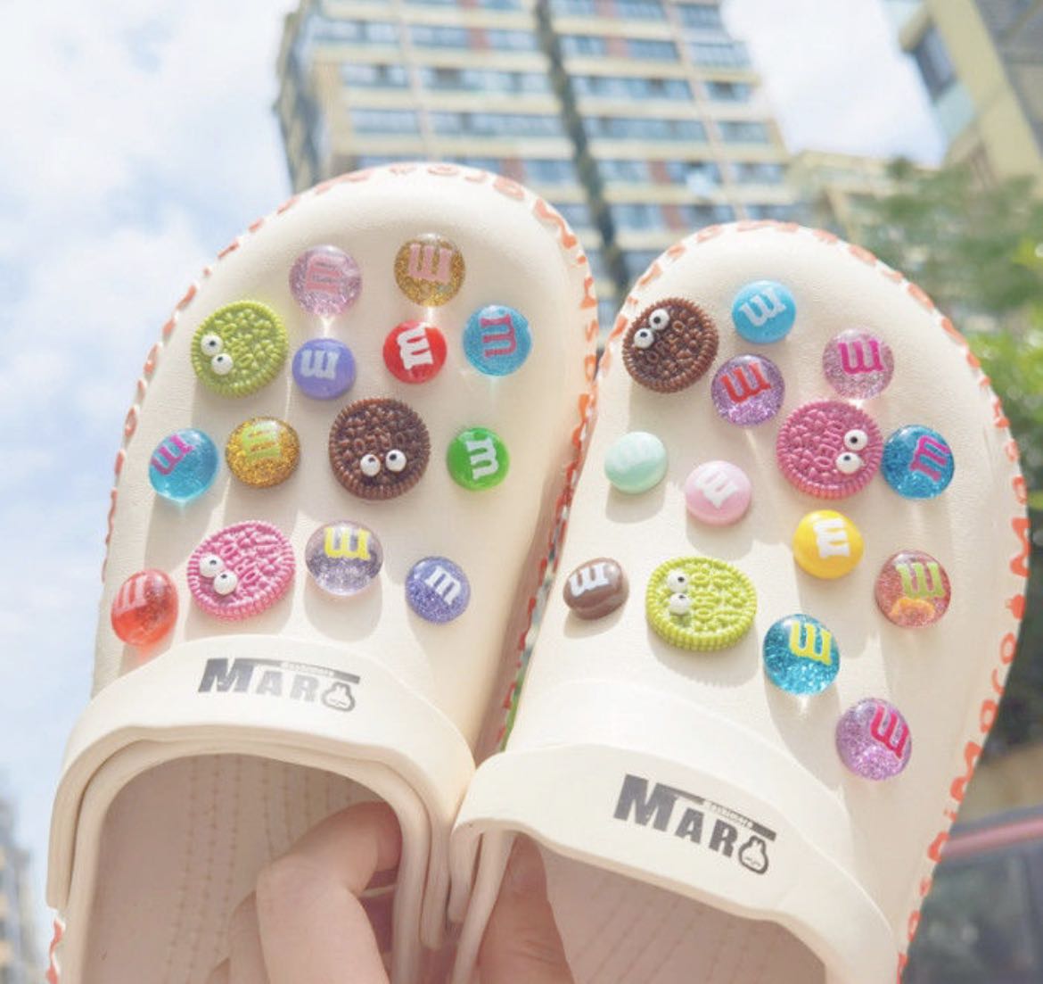 M&Ms and Oreos Jibbitz, Men's Fashion, Footwear, Shoe inserts ...