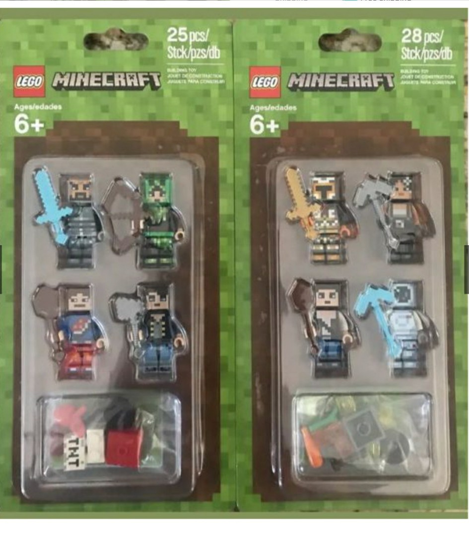New Lego Minecraft Skin Pack 1 & 2 Minifigures 853609 853610, Hobbies ...