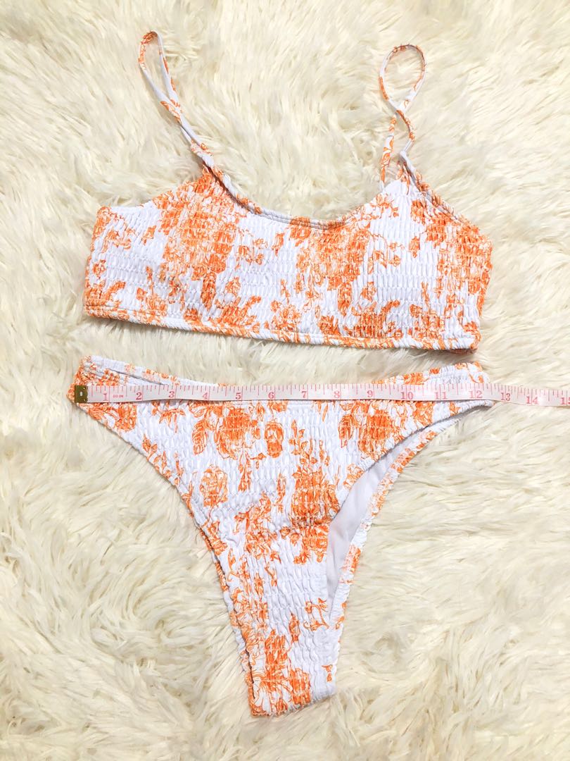 Orange Floral Bikini, Women's Fashion, Swimwear, Bikinis & Swimsuits on ...