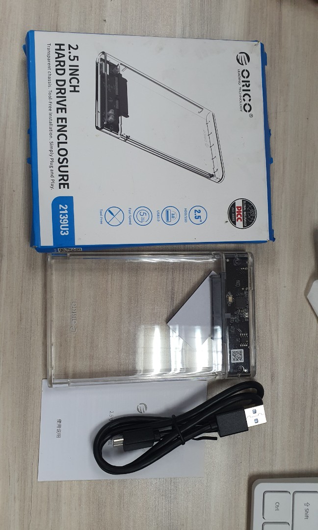 Orico 2139U3 2.5 Inch Transparent Sata Enclosure External Hard Drive ...