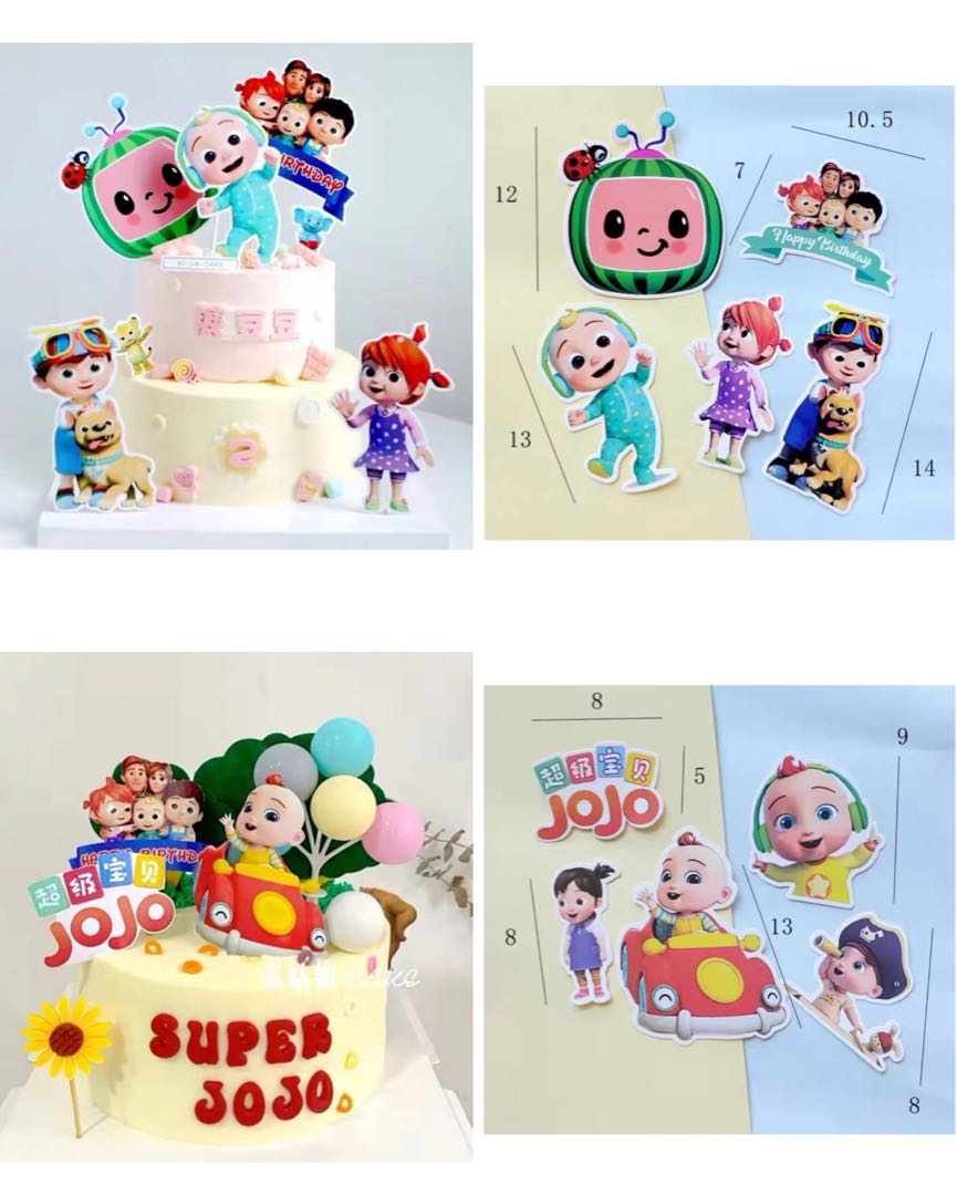 Paper super jojo coco melon baby boy birthday cake topper decoration ...
