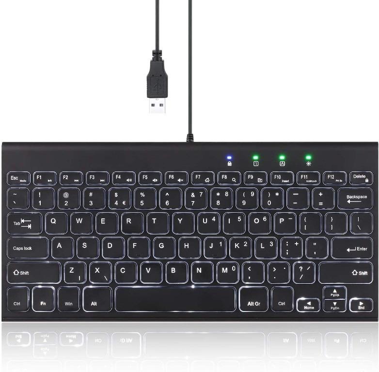 Perixx PERIBOARD-429 US Wired Mini Backlit Keyboard - Thin and Silent ...