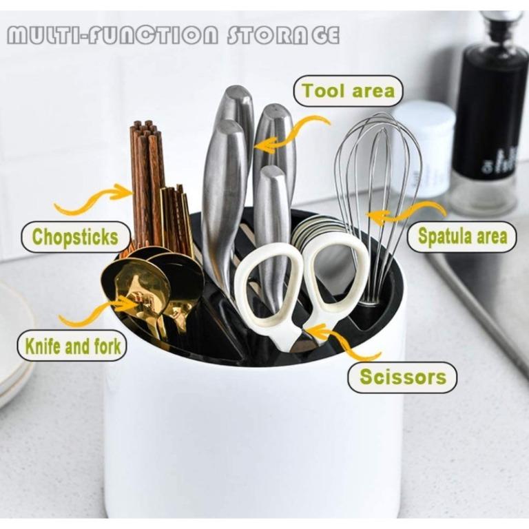 Rotating Kitchen Utensil Holder/Organiser/Cutlery Holder with Removable ...