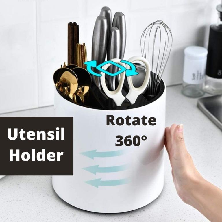 Rotating Kitchen Utensil Holder/Organiser/Cutlery Holder with Removable ...