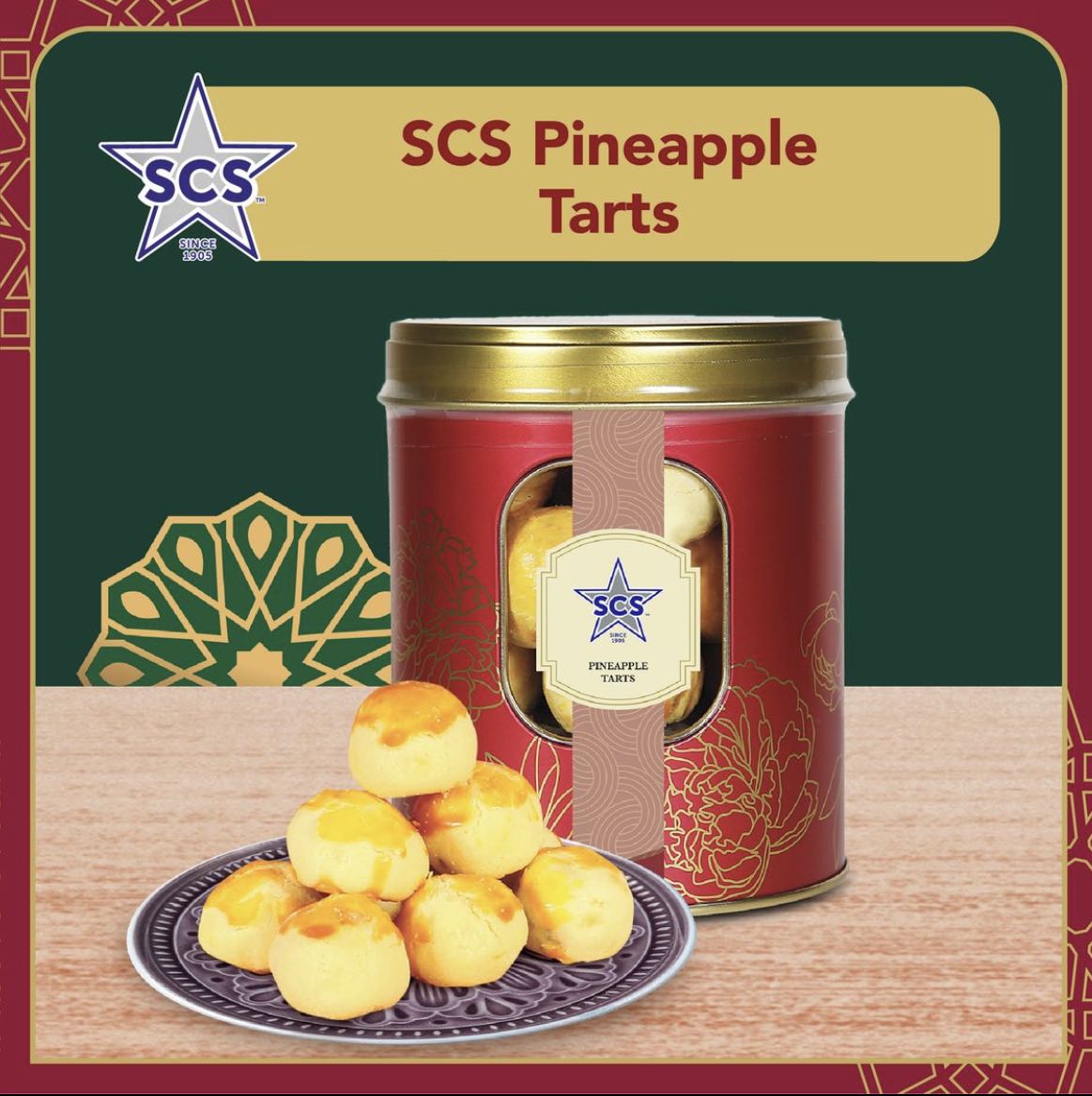 Hari raya Scs pure butter pineapple tarts halal 330gm raya cookies ...