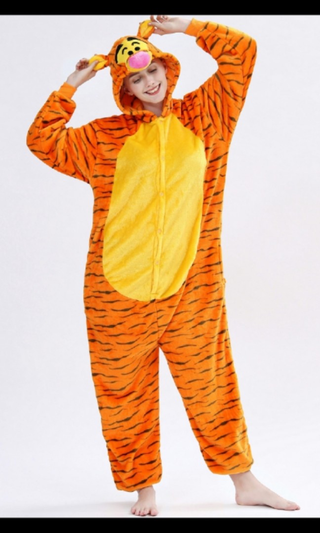 Tigger tiger onesie pyjamas costume, Women's Fashion, Coats, Jackets ...