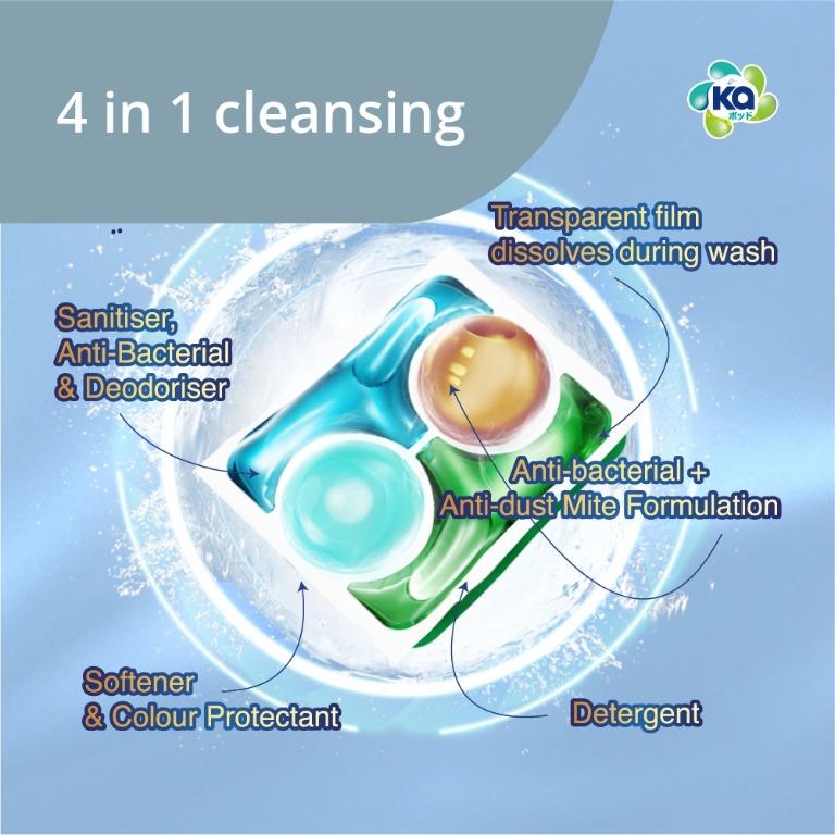 *ANTI-DUST MITE - TRIAL PACK* Ka 4-in-1 Laundry Capsules Pod Detergent Refill Anti-bacterial ...