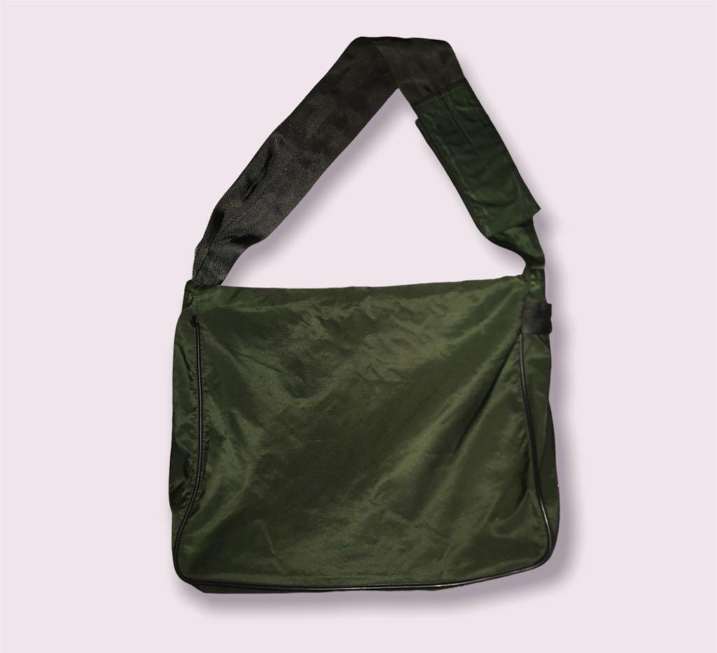VINTAGE PRADA OLIVE VELCRO MESSENGER BAG, Men's Fashion, Bags, Sling ...