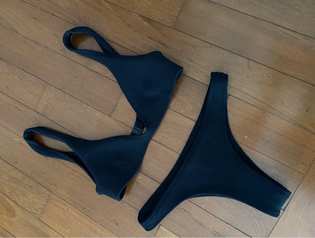 wanderlust swim black textured set (abbey top and dylan bottom), Women ...