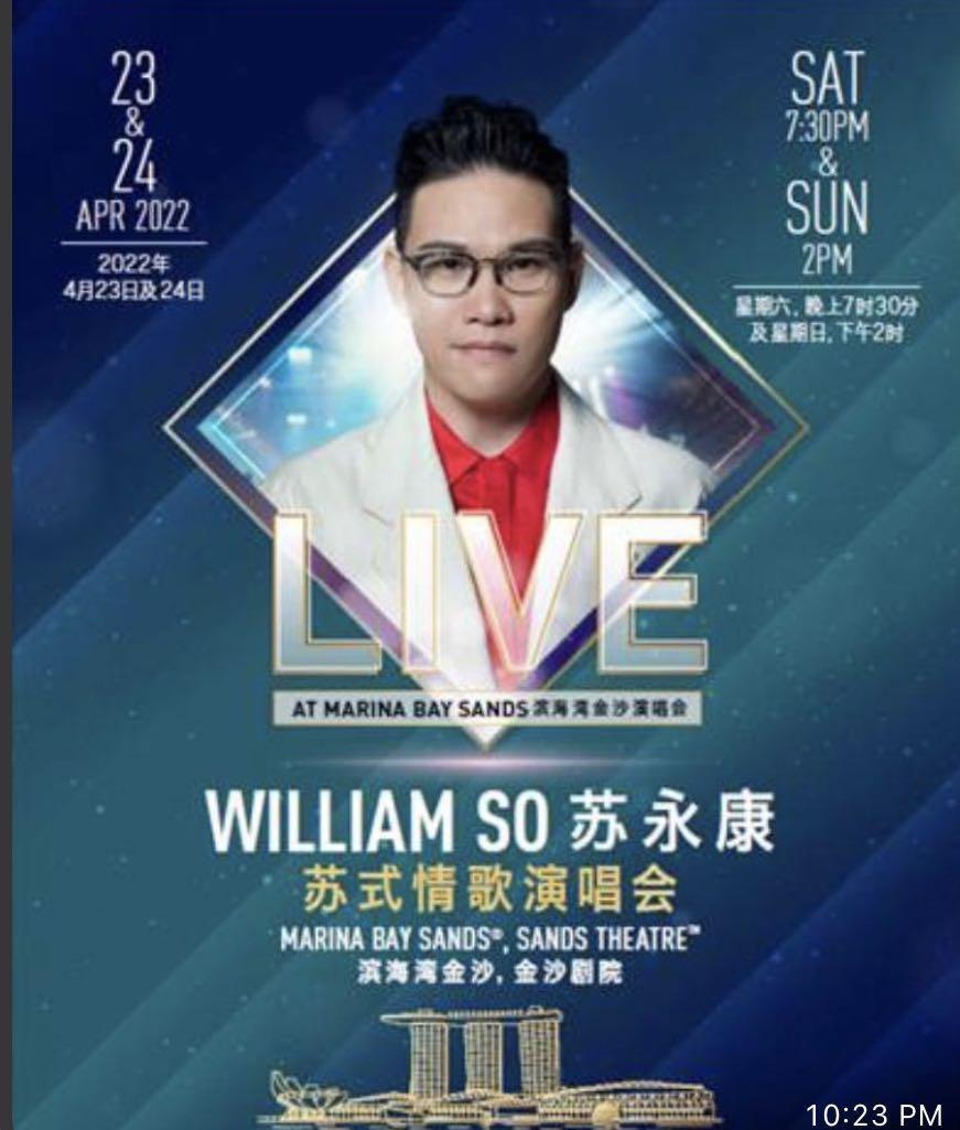 William So Concert 23 April, Tickets & Vouchers, Event Tickets on Carousell