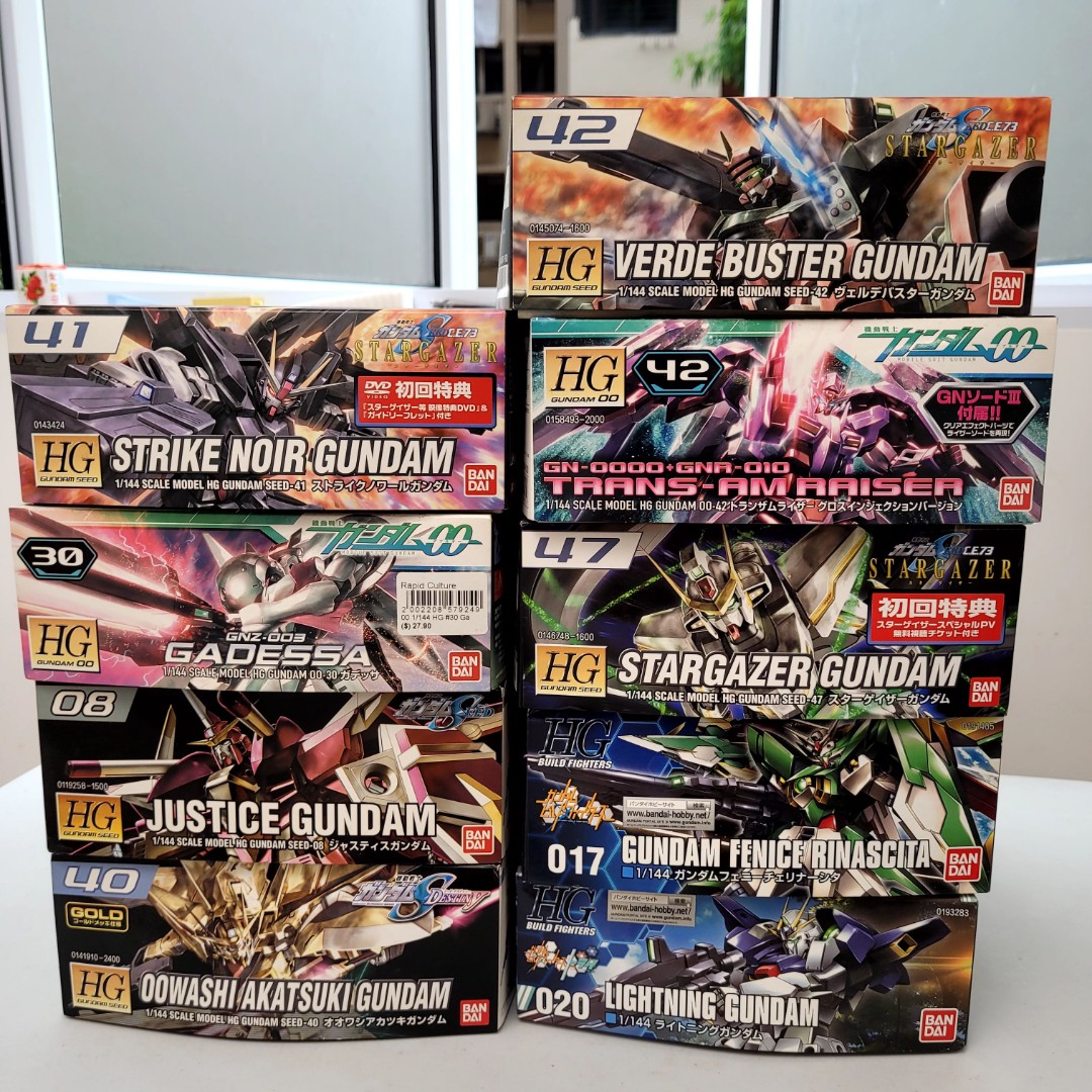 Built Gundam HG Sets (Set of 9), Hobbies & Toys, Toys & Games on Carousell