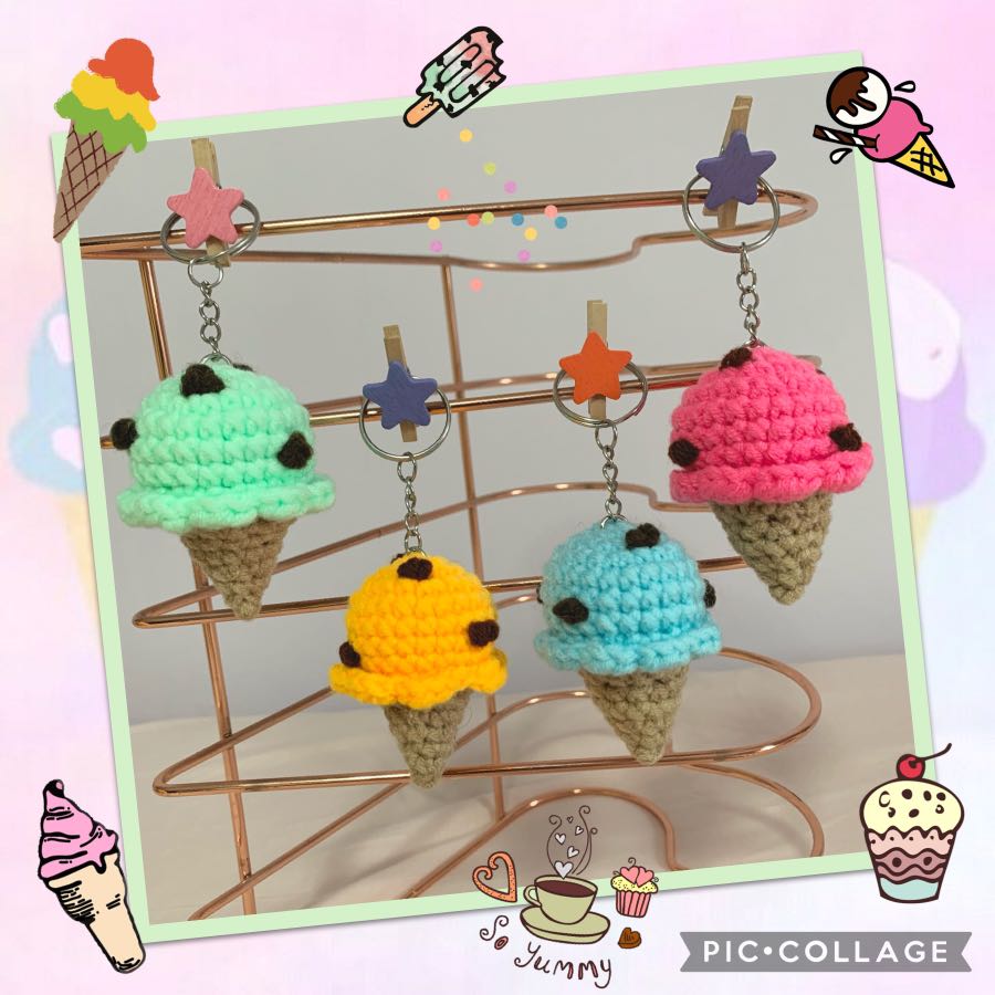 Colourful Ice Cream| Handmade crochet amigurumi | Keychain | Gift ...