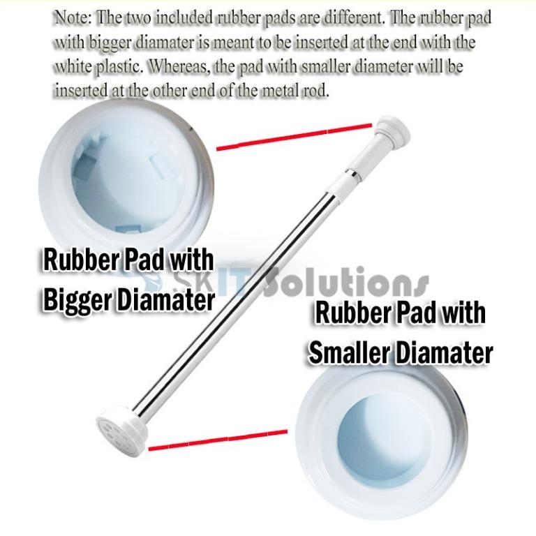 Curtain Rod Pole Laundry Shower Practical Stainless Steel Round Head ...