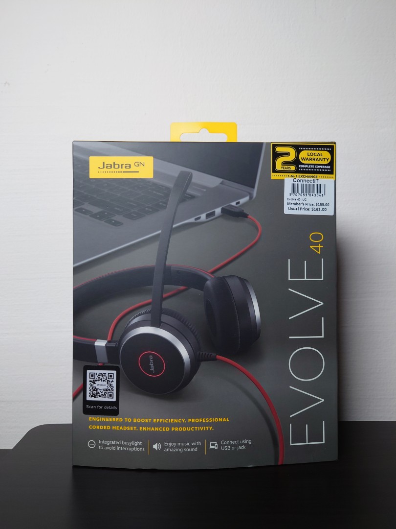 Jabra EVOLVE 40 Headset, Audio, Headphones & Headsets on Carousell