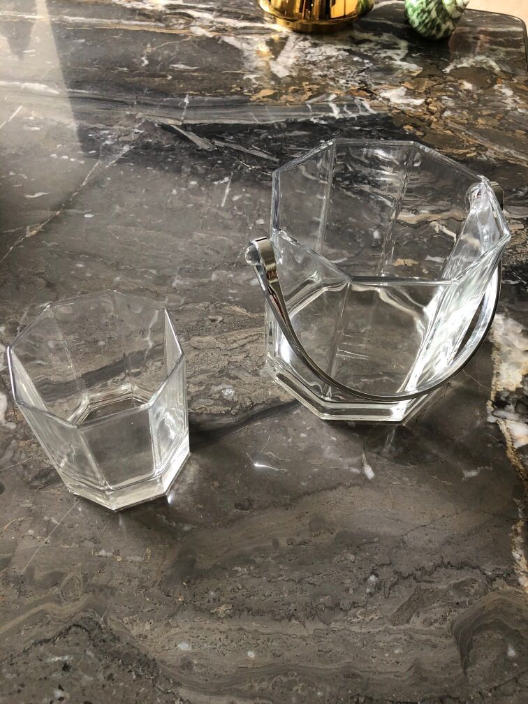 Luminarc whiskey glass set with ice bucket, Furniture & Home Living ...