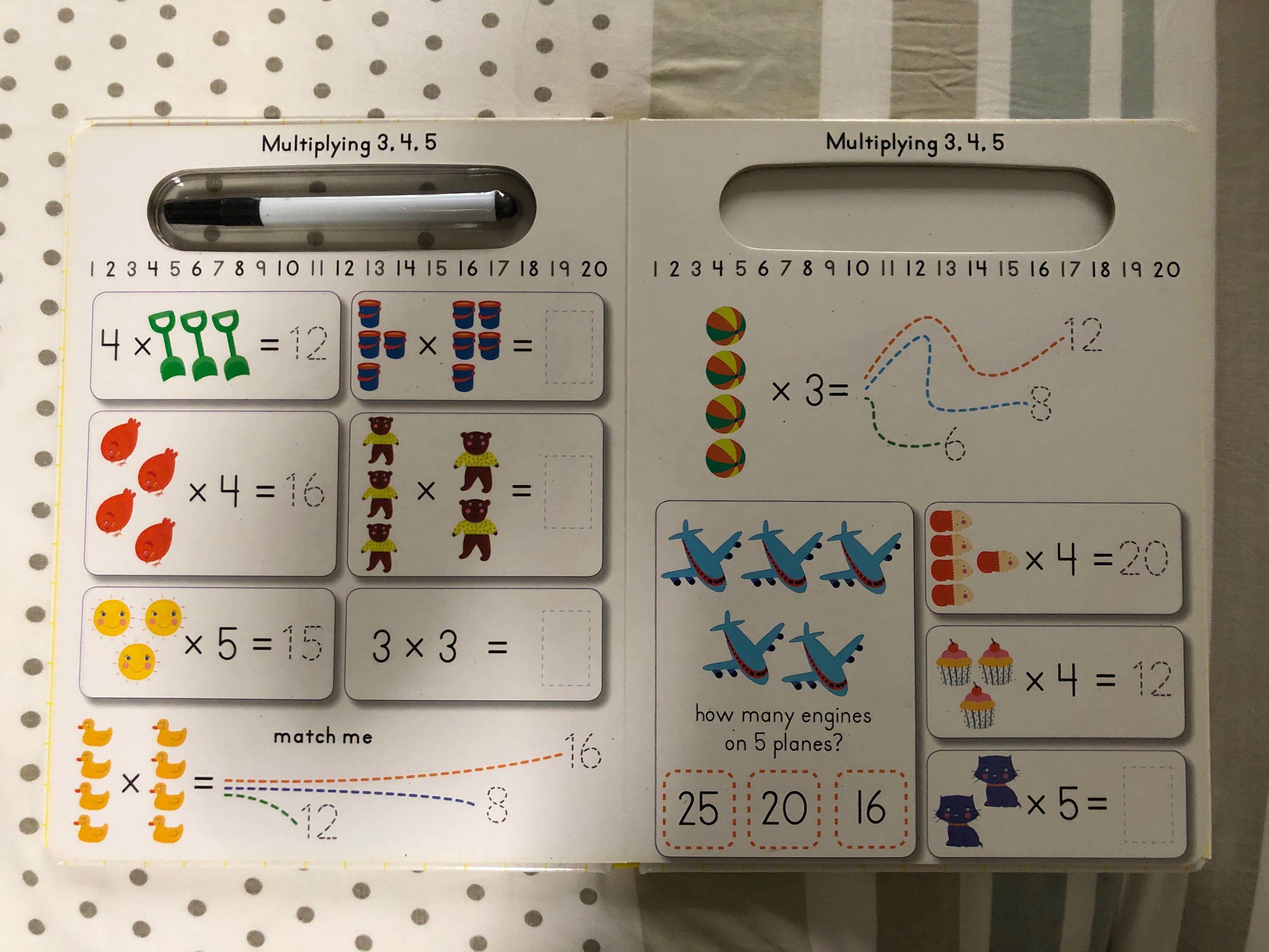 Math book for Multiplication and Division with wipe clean pages ...
