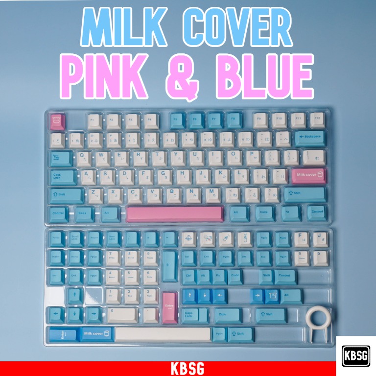 Milk cover pink and blue keycap for mechanical keyboard PBT, Computers ...