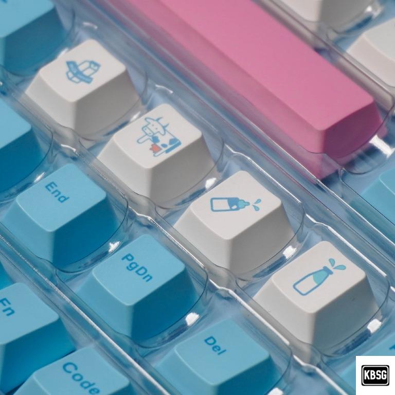 Milk cover pink and blue keycap for mechanical keyboard PBT, Computers ...