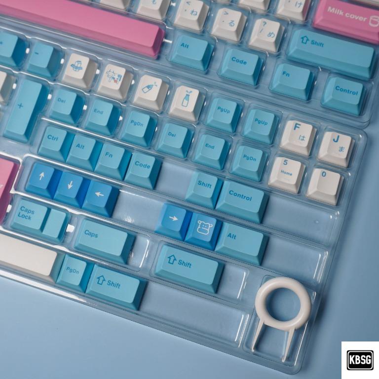 Milk cover pink and blue keycap for mechanical keyboard PBT, Computers ...