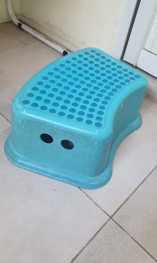 Plastic foot stools (cyan, blue & red), Furniture & Home Living ...