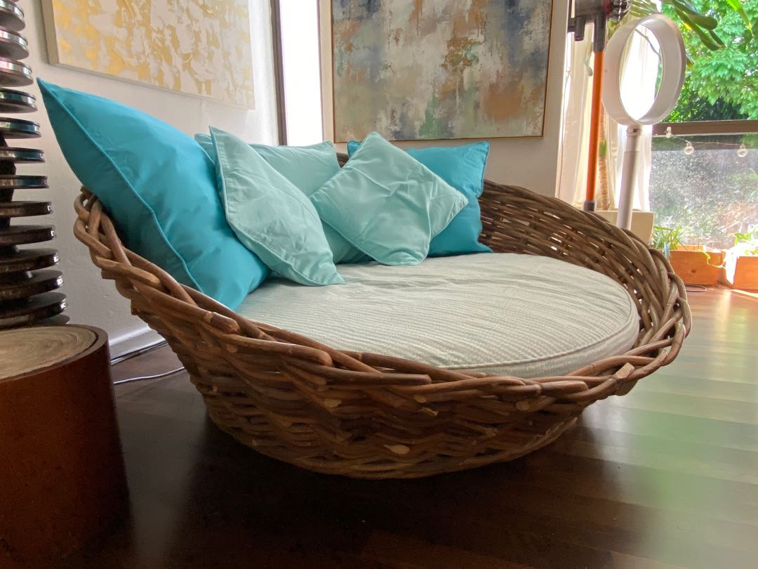 Round Rattan Sofa, Furniture & Home Living, Furniture, Sofas on Carousell