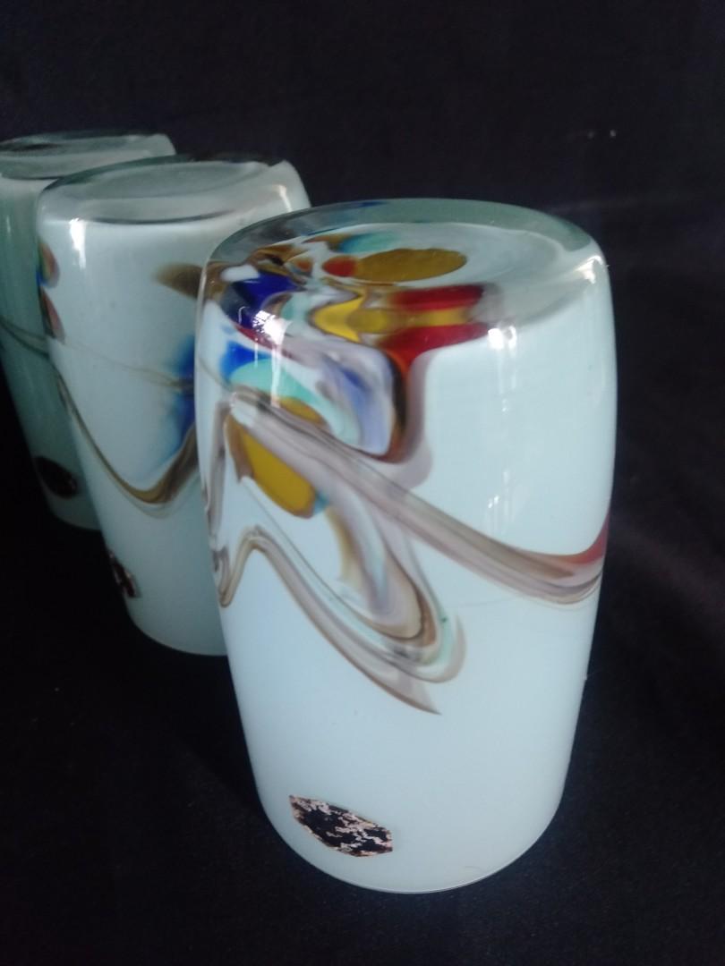 1960's Dalian Glass Chinese Export Snowflakes Pitcher Set/ "Murano of ...