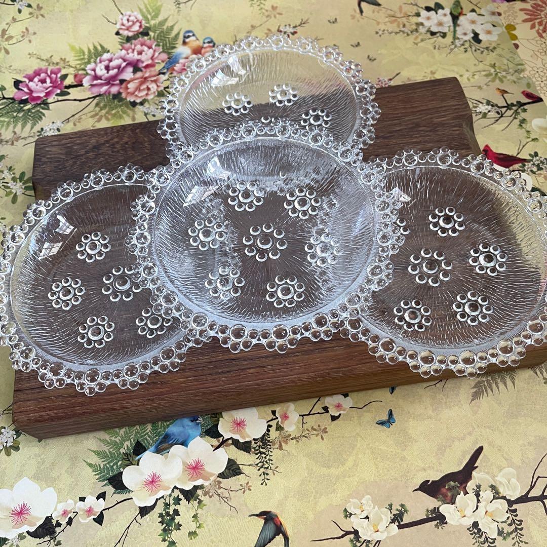 RESERVED - 4 vintage glass bowls with bobble / bubble design, Furniture ...