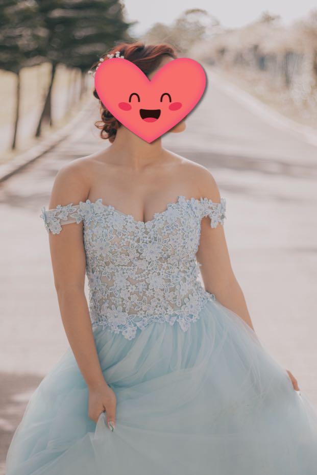 BLUE DEBUT GOWN, Women's Fashion, Dresses & Sets, Evening dresses ...