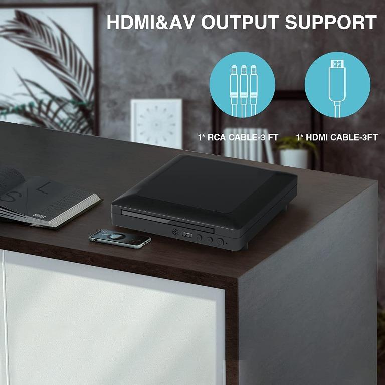 Ceihoit Mini DVD Player, DVD CD/Disc Player for TV with HDMI/AV Output ...