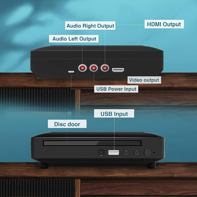 Ceihoit Mini DVD Player, DVD CD/Disc Player for TV with HDMI/AV Output ...