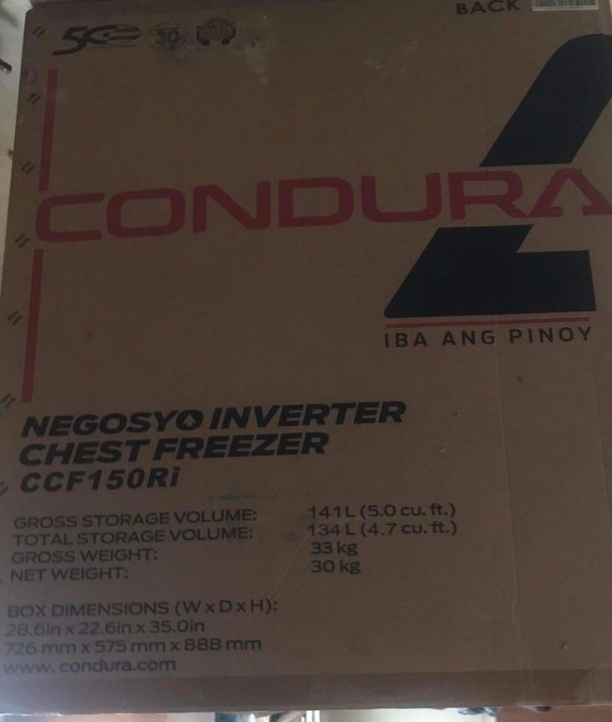 Condura CCF150Ri 5.0 cu.ft. Chest Freezer, TV & Home Appliances, Other ...