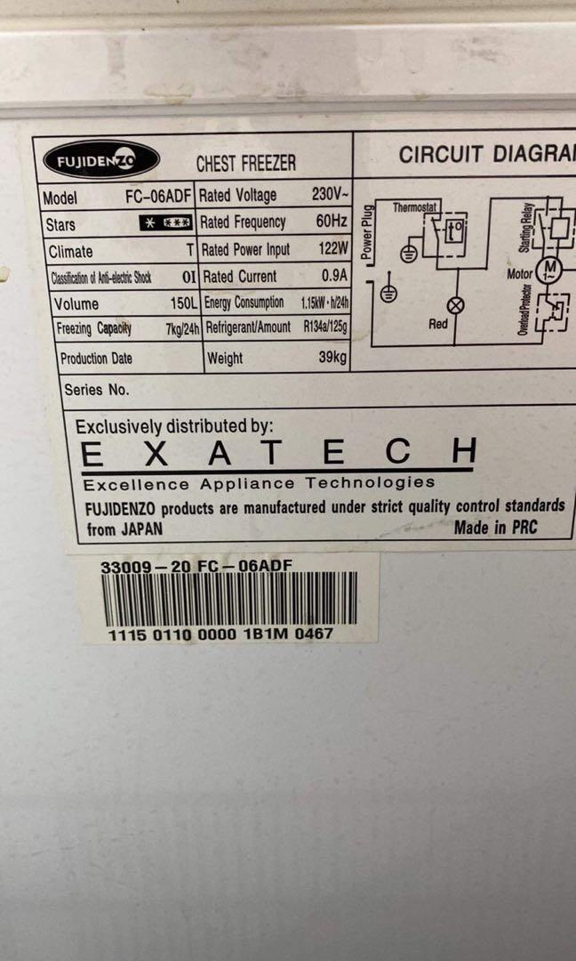 Fujidenzo chest freezer, TV & Home Appliances, Kitchen Appliances ...