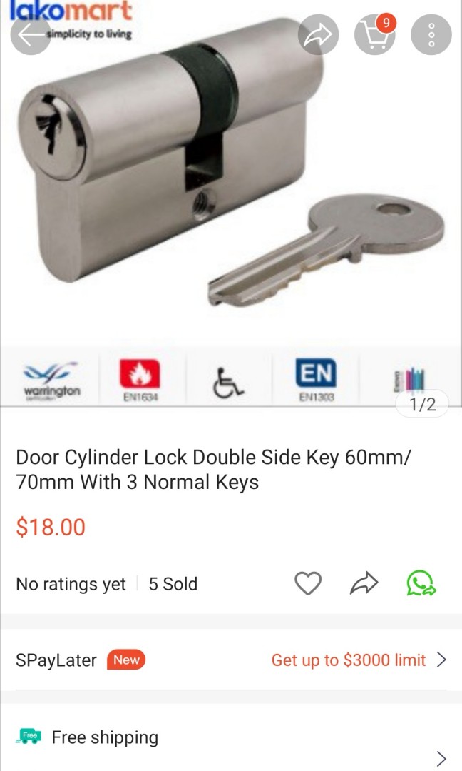 Gate Lock cylinder, Furniture & Home Living, Security & Locks, Locks ...